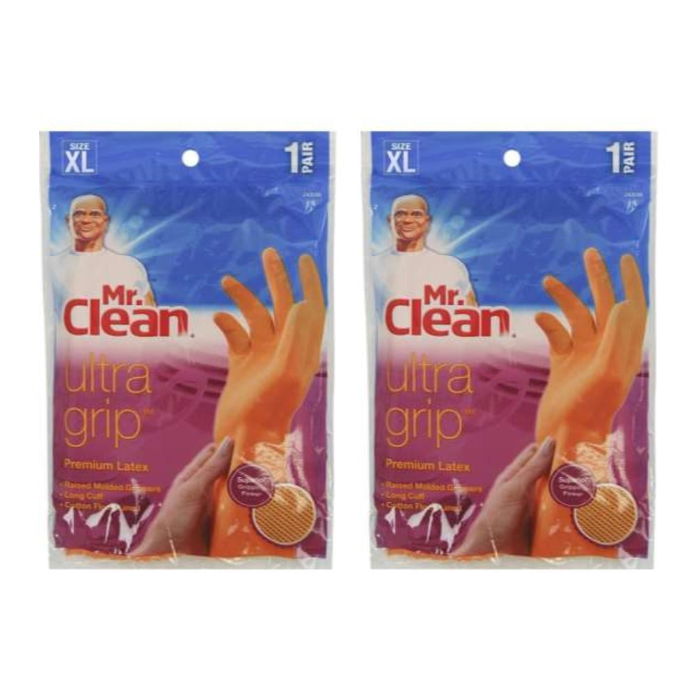 Mr. Clean Ultra Grip Premium Latex Gloves Extra Large 243038, 2 Pack ...