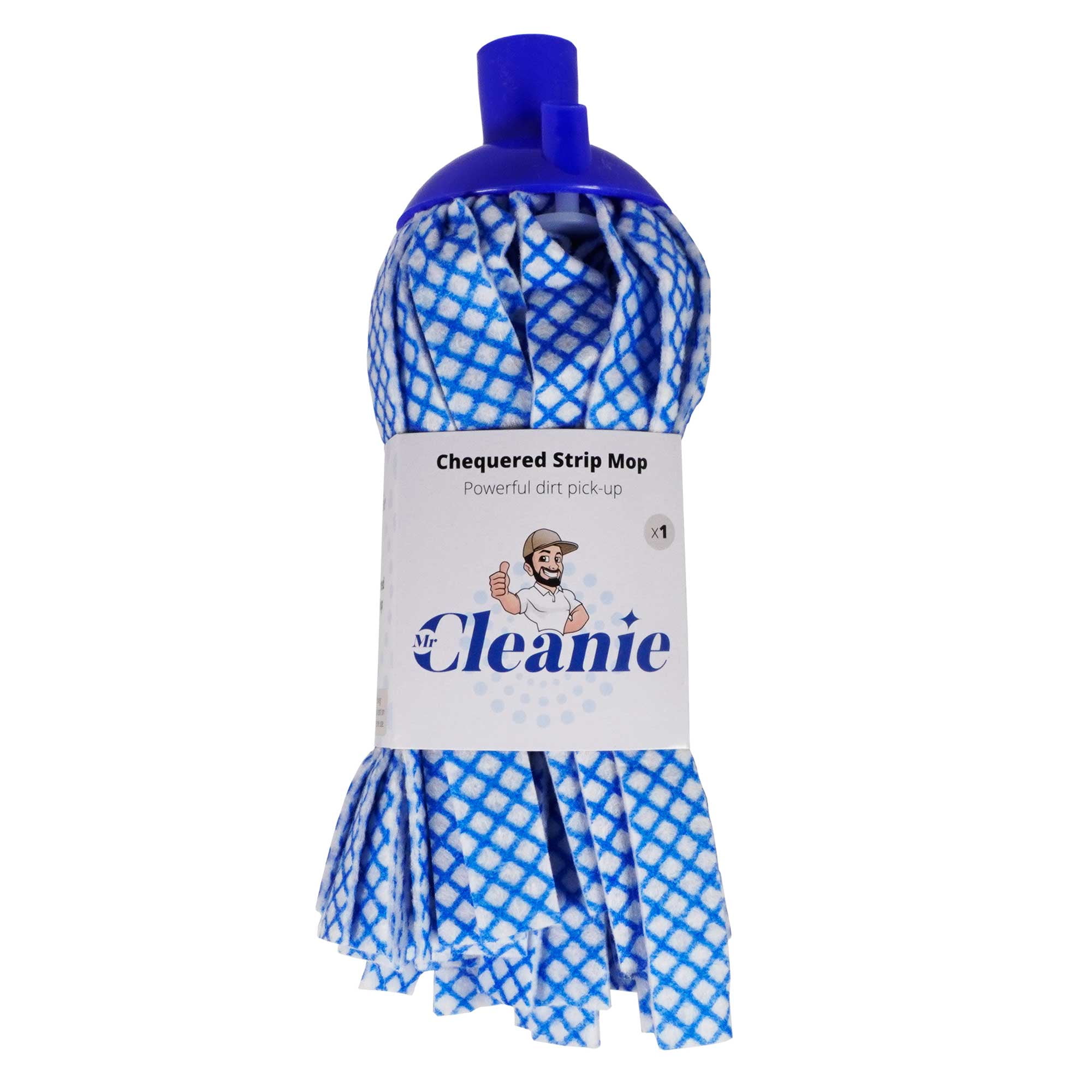 Mr Cleanie Chequered Strip Mop - White and Blue Replasement Head ...