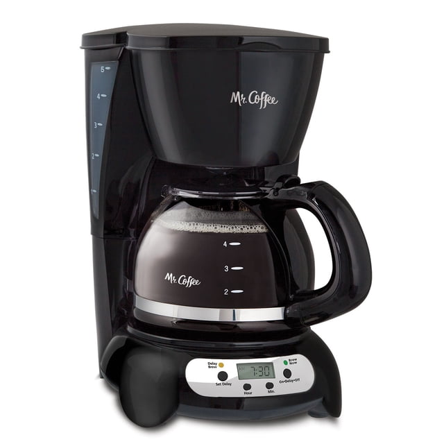 Mr. Coffee 5 Cup Programmable Black & Stainless Steel Drip Coffee Maker ...