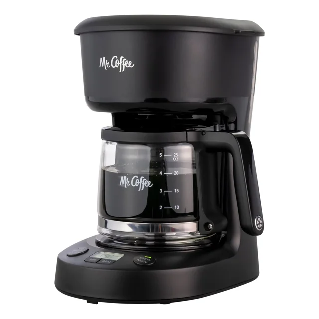 Mr. Coffee 5-Cup Programmable Mini Brew Coffee Maker, 25 oz., Brew Now ...