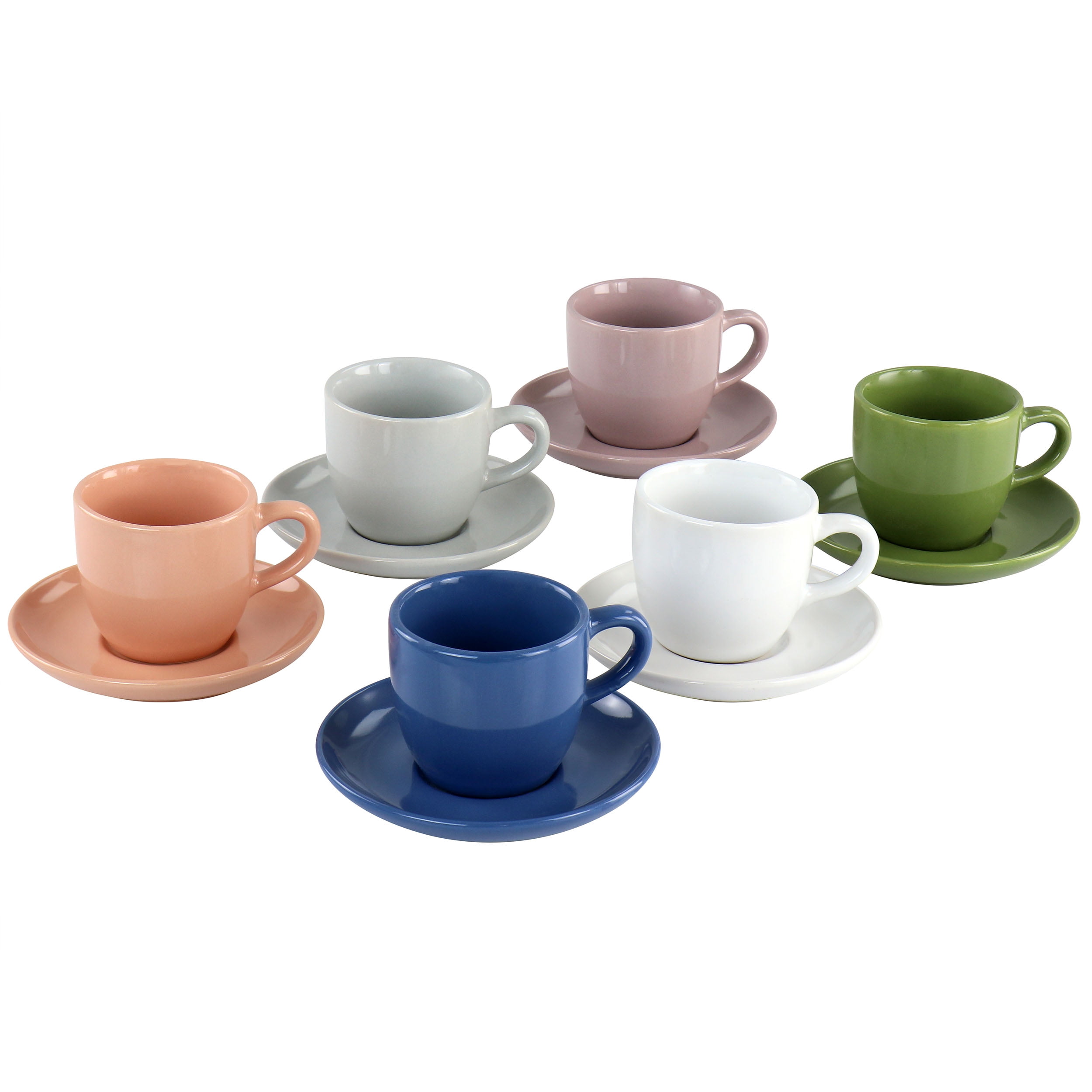 Mr. Coffee Assorted Stoneware Espresso Cup and Saucer Set, (Set of 12) - Walmart.com