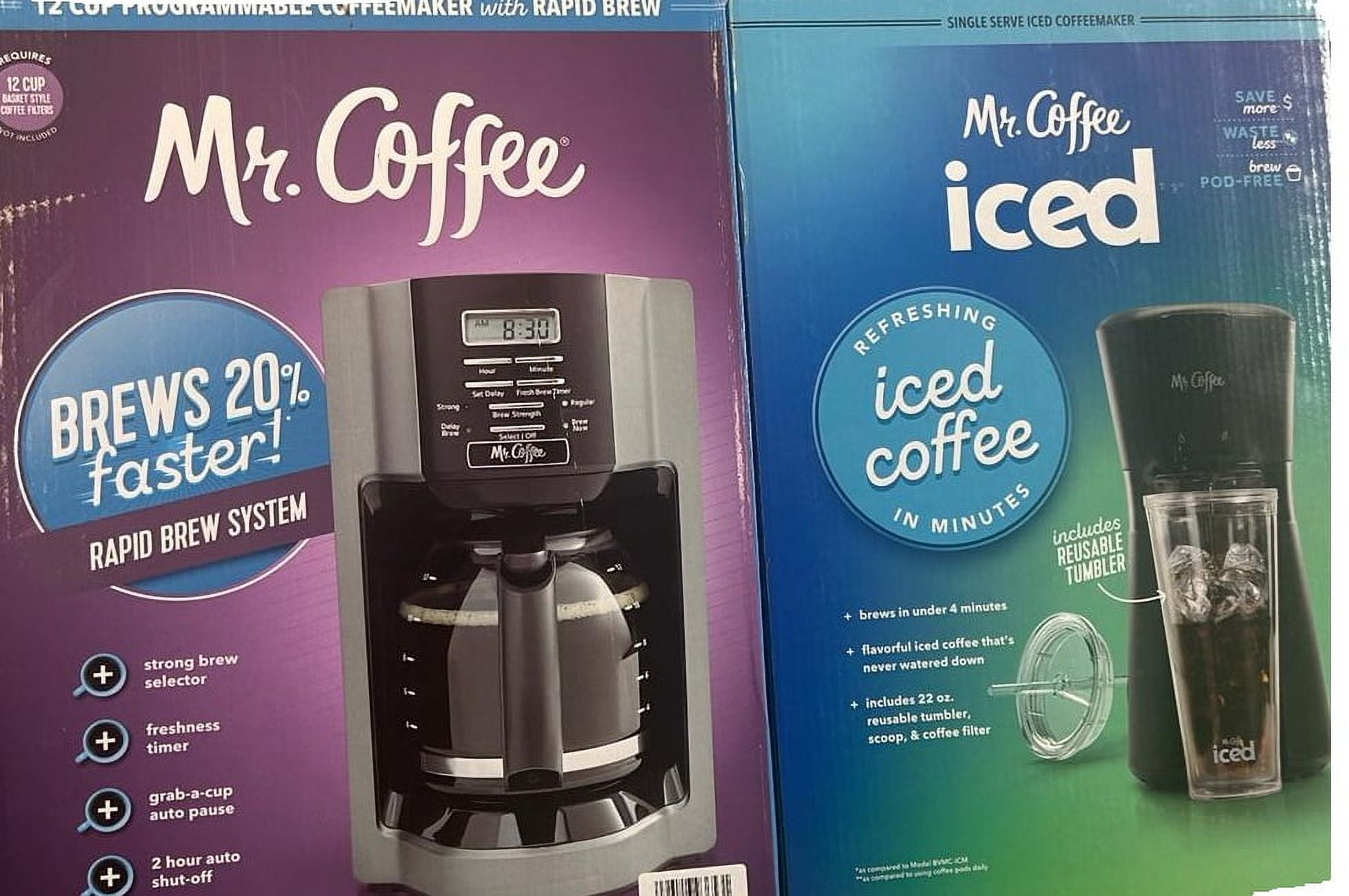 Mr. Coffee Combo: 12-Cup Coffee Maker with Timed Pot Brewing & Iced ...