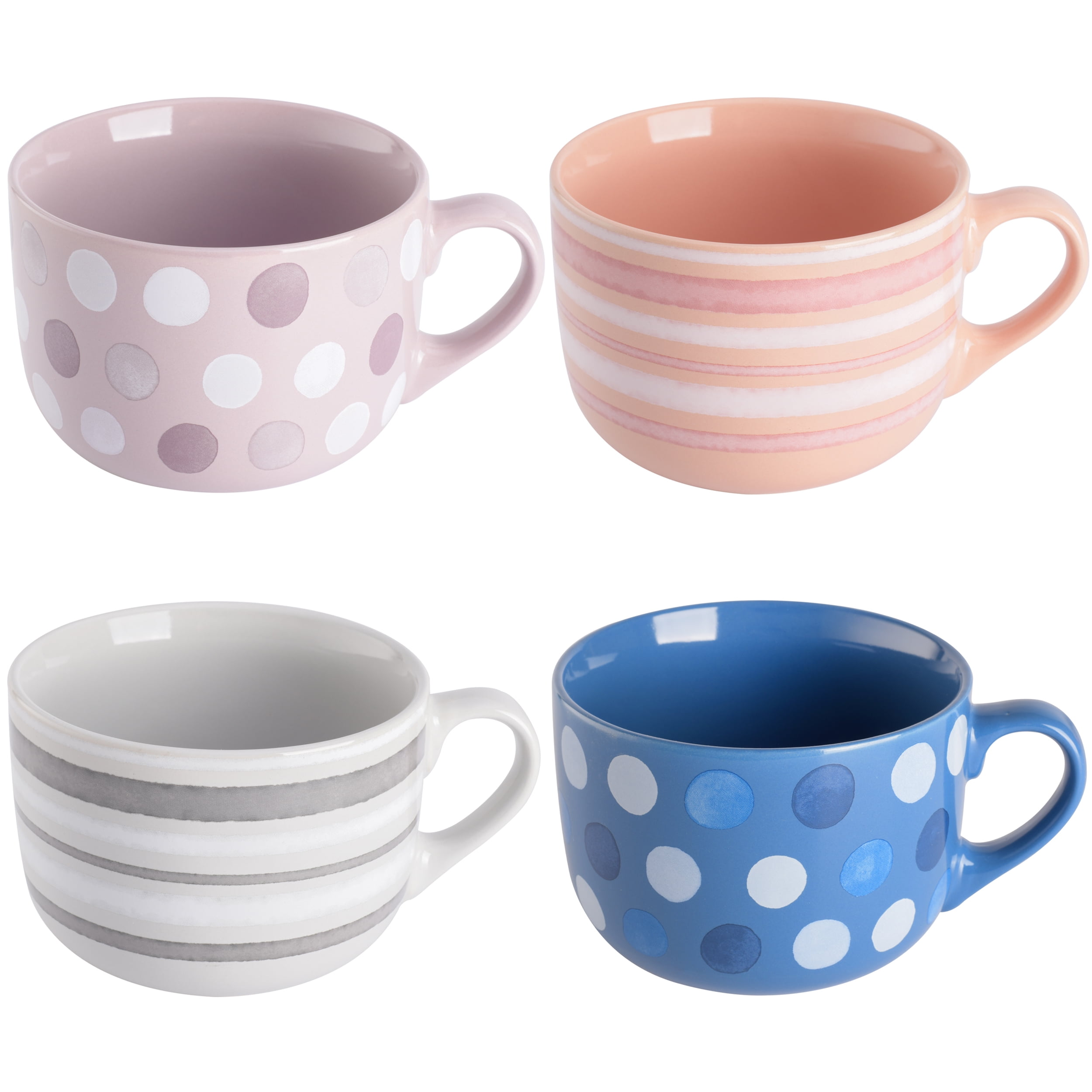 Mr. Coffee Cappuccino Bliss 4 Piece 23 Ounce Stoneware Latte Cup Set in ...
