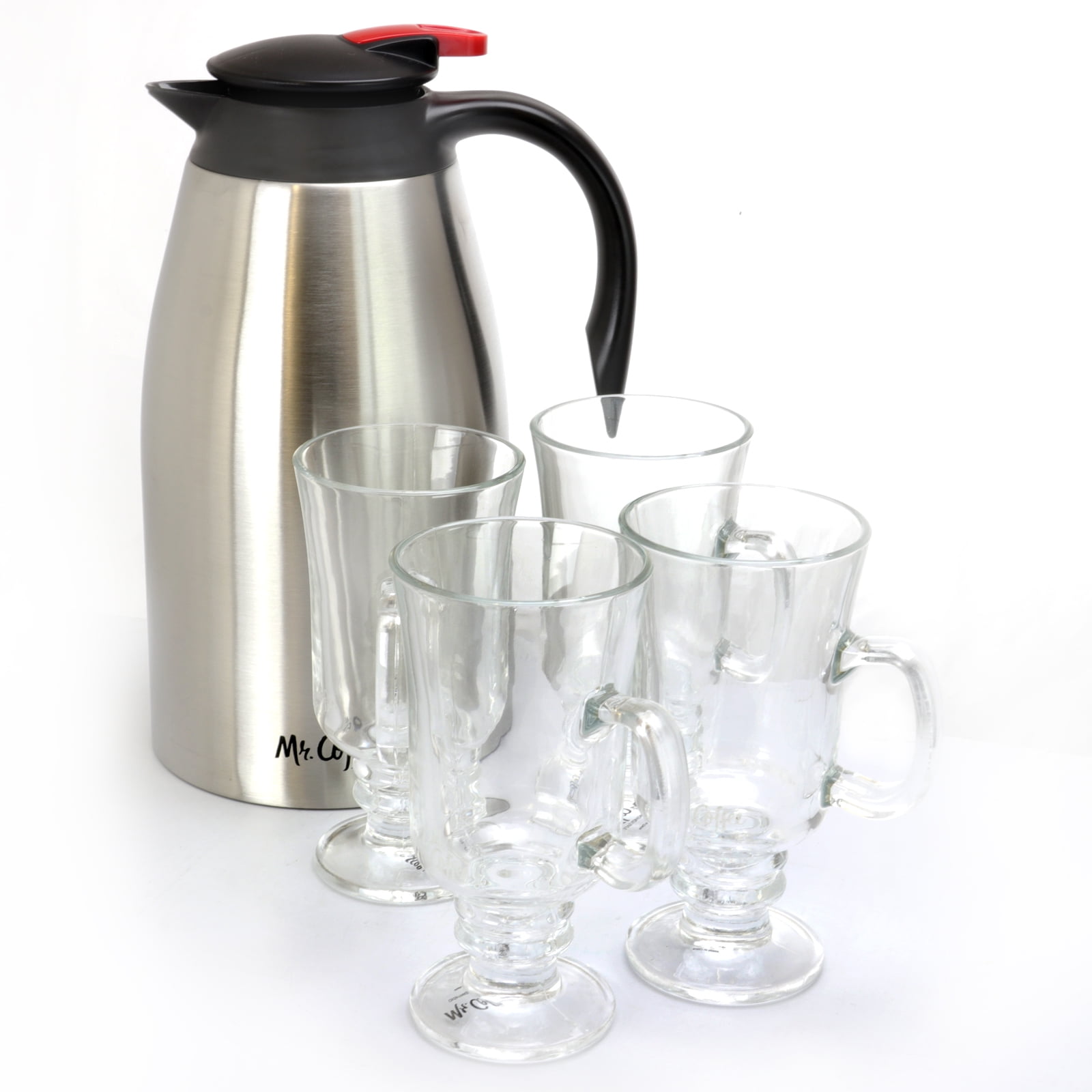 Mr. Coffee Galion 5-Piece Stainless Steel Coffee Pot & Glass Pedestal ...