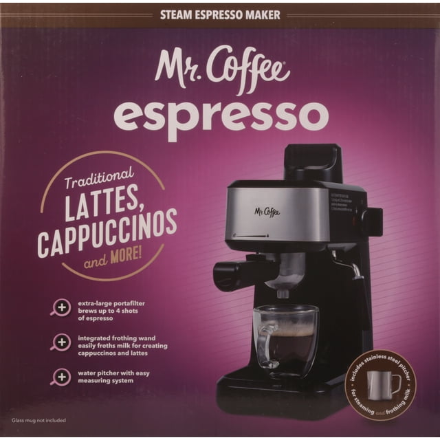 Mr. Coffee Steam Espresso and Latte Maker with Stainless Steel Pitcher ...