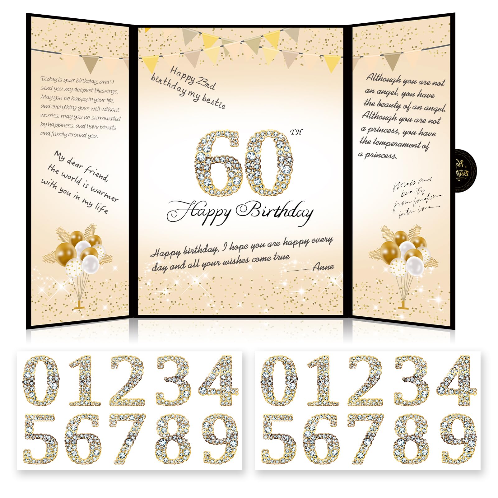 Mr Cozy Birthday Card, MMF7 Black Gold Birthday Decorations Men Women ...