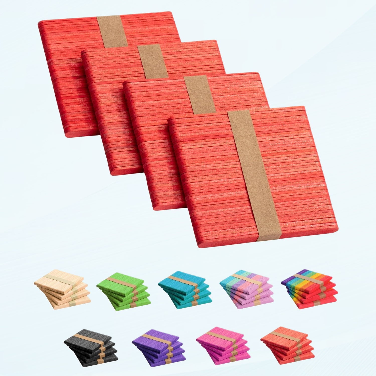 Mr. Craft Pen Sticks, 200 Pack, 4.5 Inch, Red Popsicle Stick, Popsicle ...