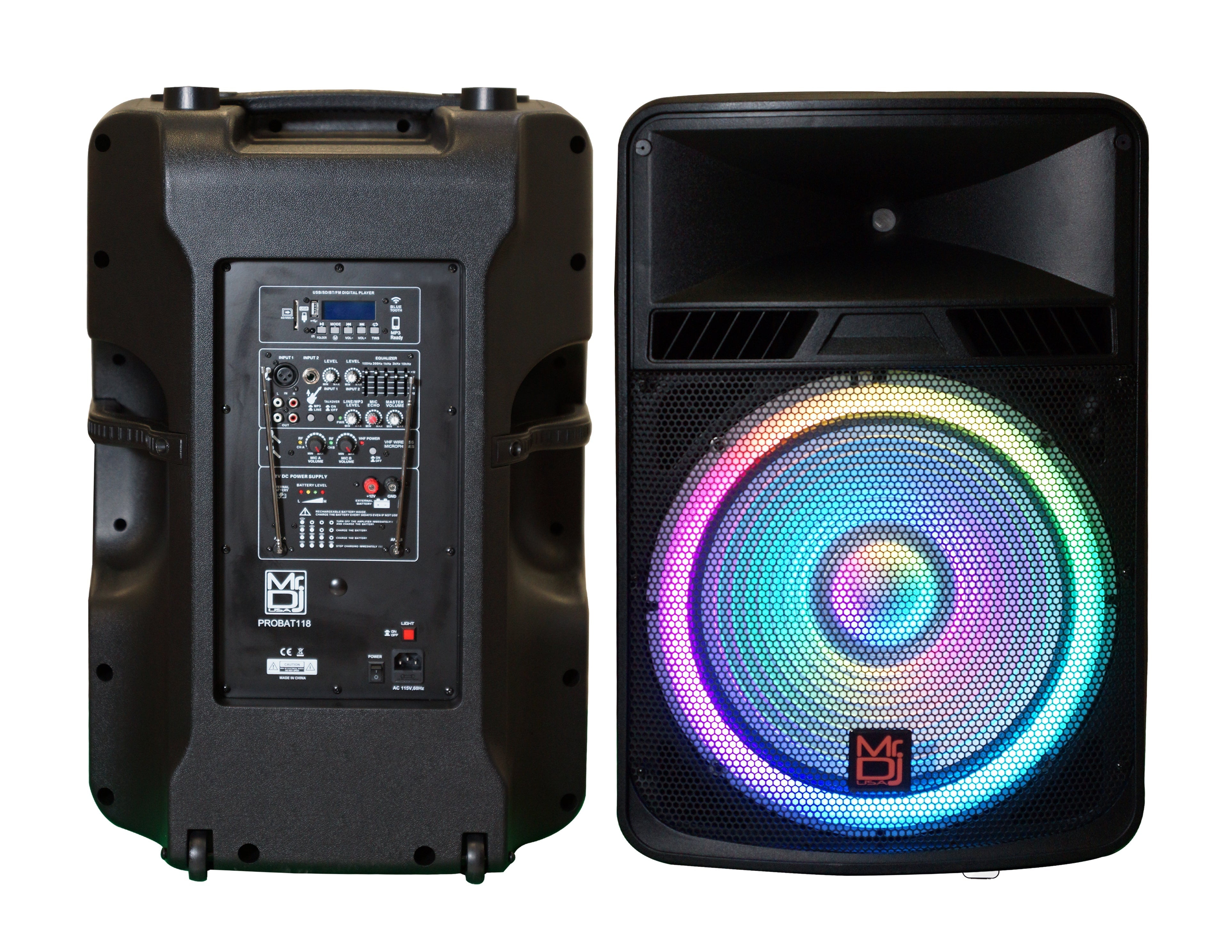 MR DJ PROBAT118 18" 4000W Bluetooth PA DJ Speaker System with Subwoofer ...