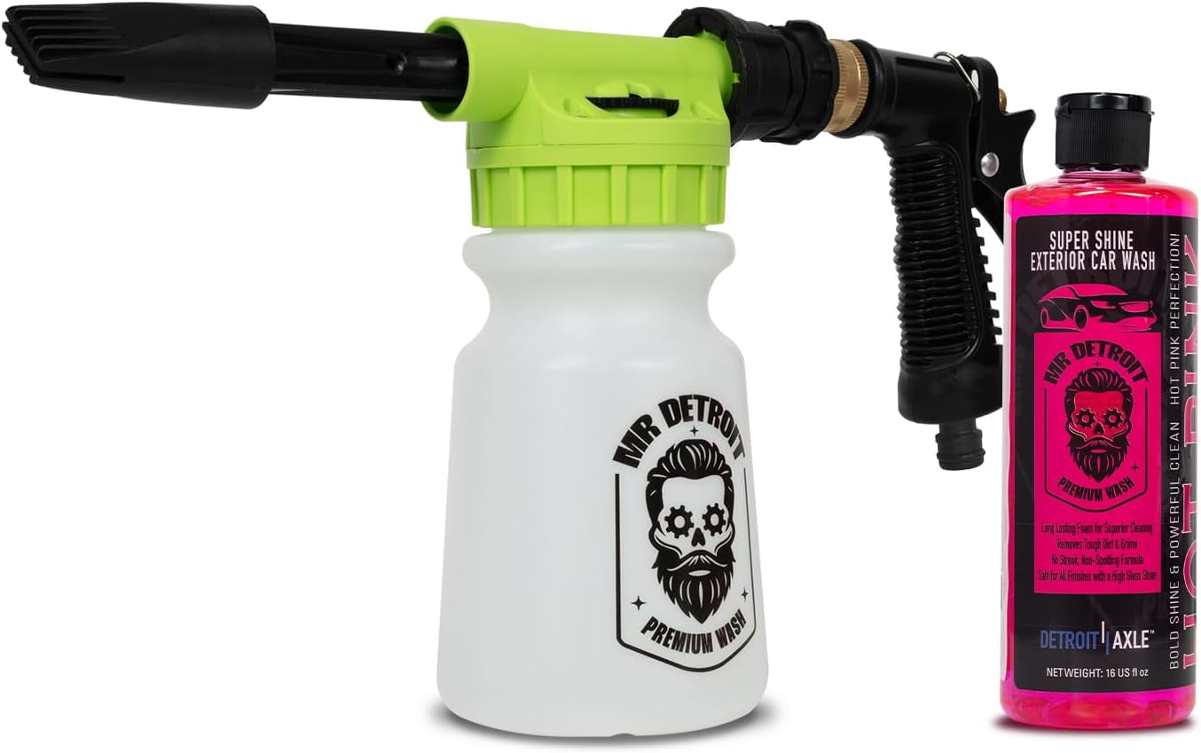 Mr. Detroit - 2pc Car Wash Foam Blaster and Cleaning Soap Bottle w ...