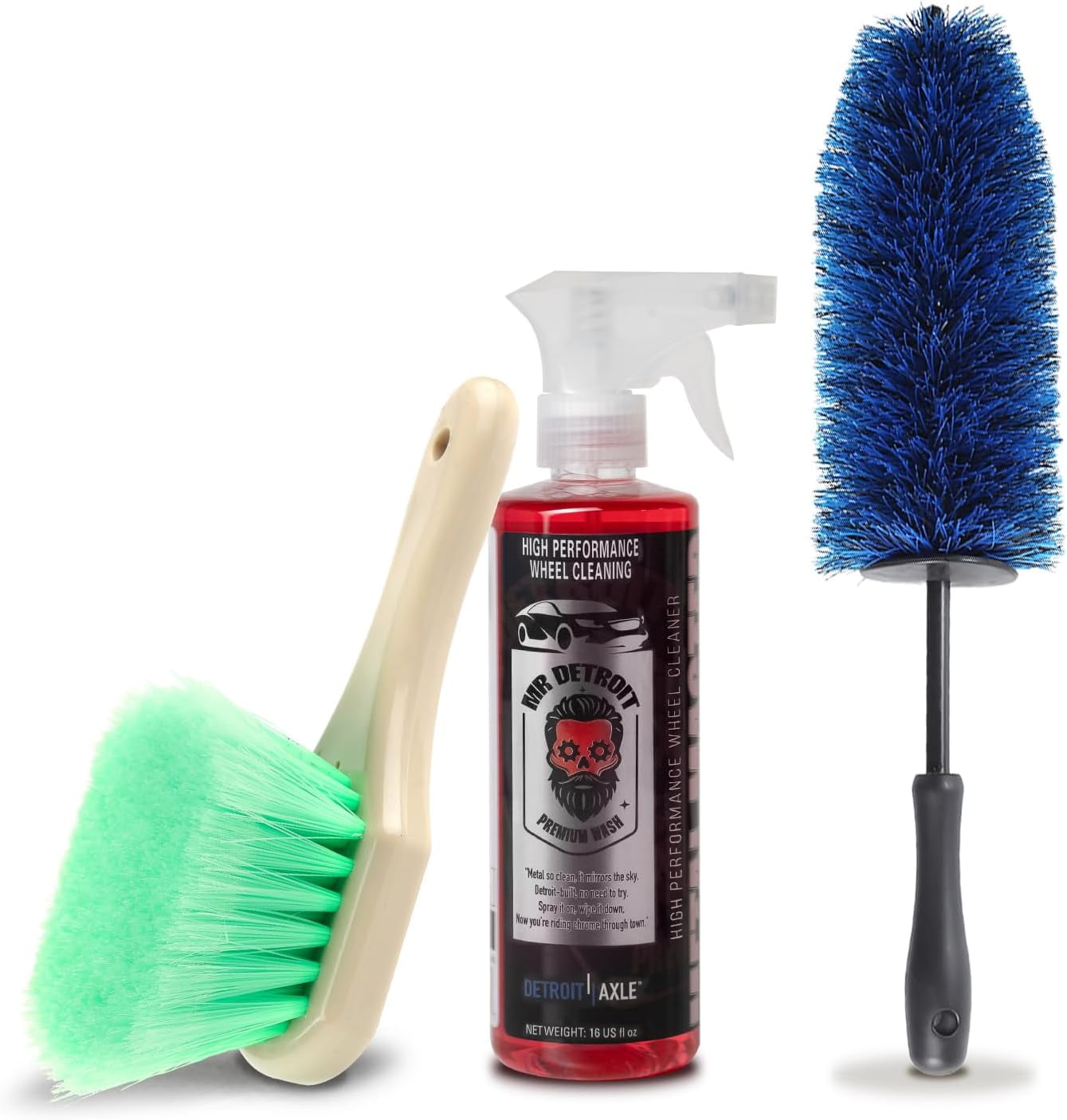 Mr. Detroit - 3pc Car Cleaning Kit with Wheel Cleaner, Wheel Body Brush ...
