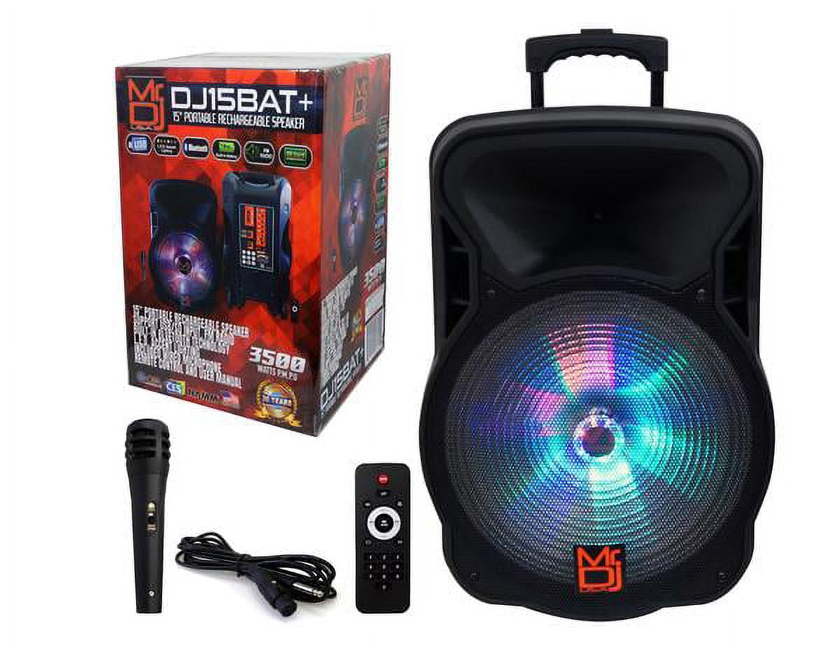 Mr Dj Dj15BTA 15" Portable Battery Powered Speaker with Bluetooth ...