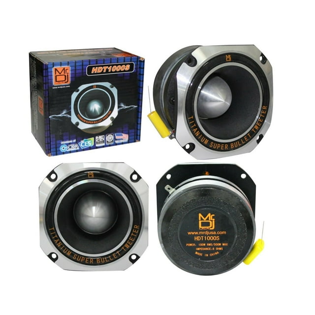 Mr. Dj HDT1000S 4-Inch Titanium Bullet High Compression Tweeter with 11 ...
