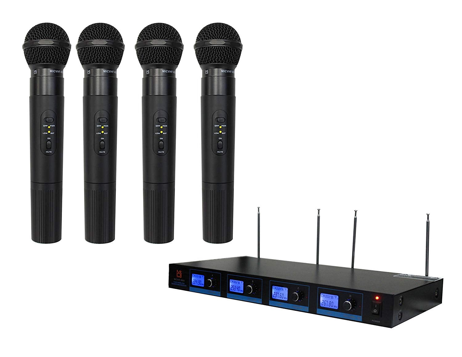 RR-MICVHF8800 Mr DJ VHF 4 Handheld Wireless Mic - Walmart.com