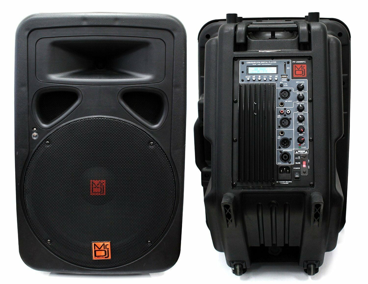 Mr. Dj USA PP3500 Professional 15-Inch 2-Way Powered Active Speaker ...