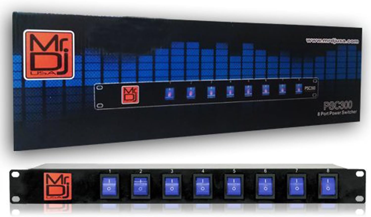 Mr. Dj USA PSC300 Rack Mountable 8 Port Power Switcher Surge Protectors ...