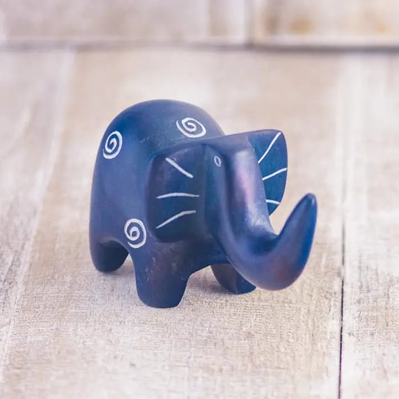 Mr. Ellie Pooh Dark Blue Soapstone Elephant - Walmart.com