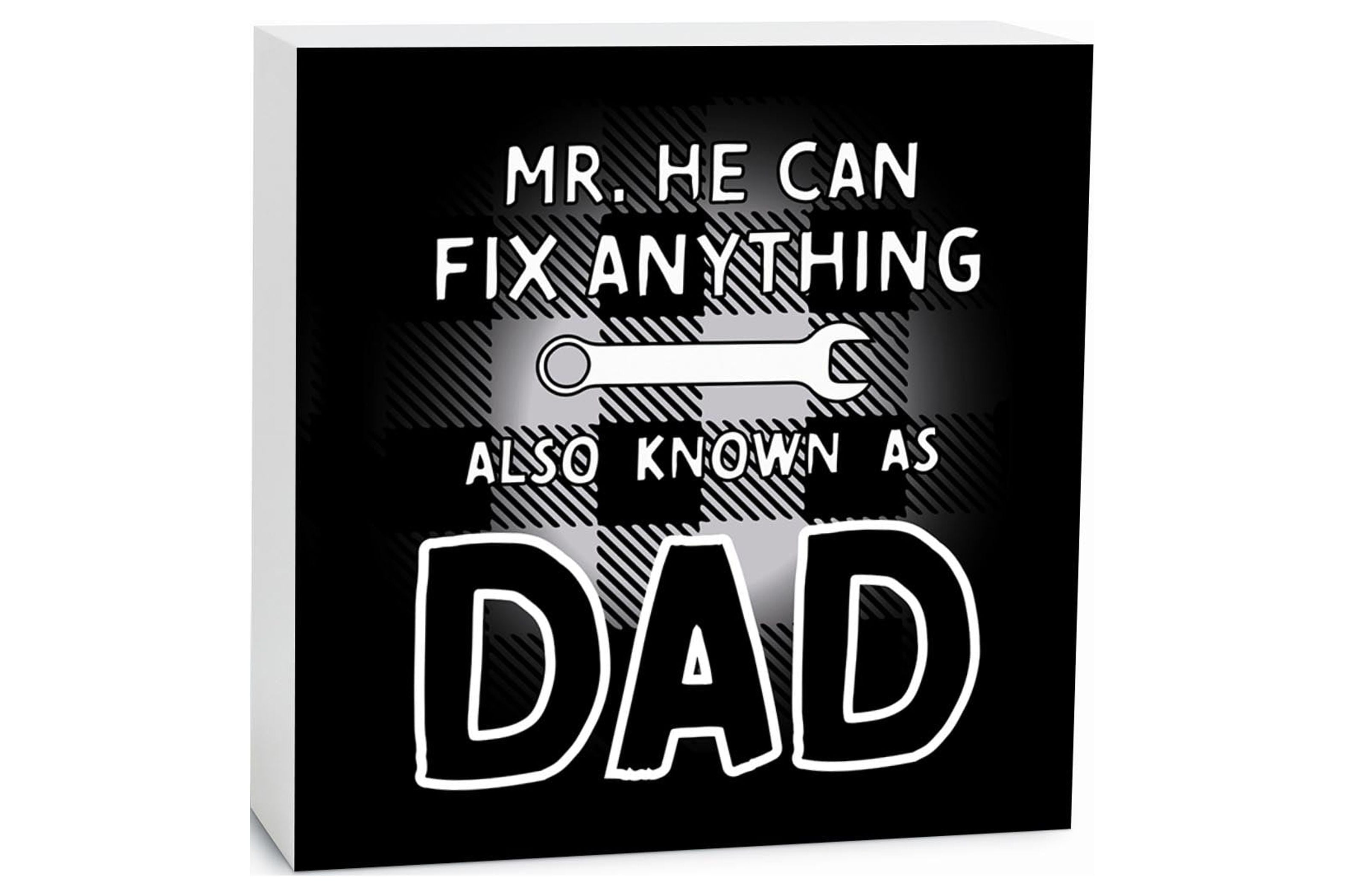 Mr. Fix Anything Dad Black Plaid Wrench 5 x 5 Wood Tabletop Sign Plaque ...