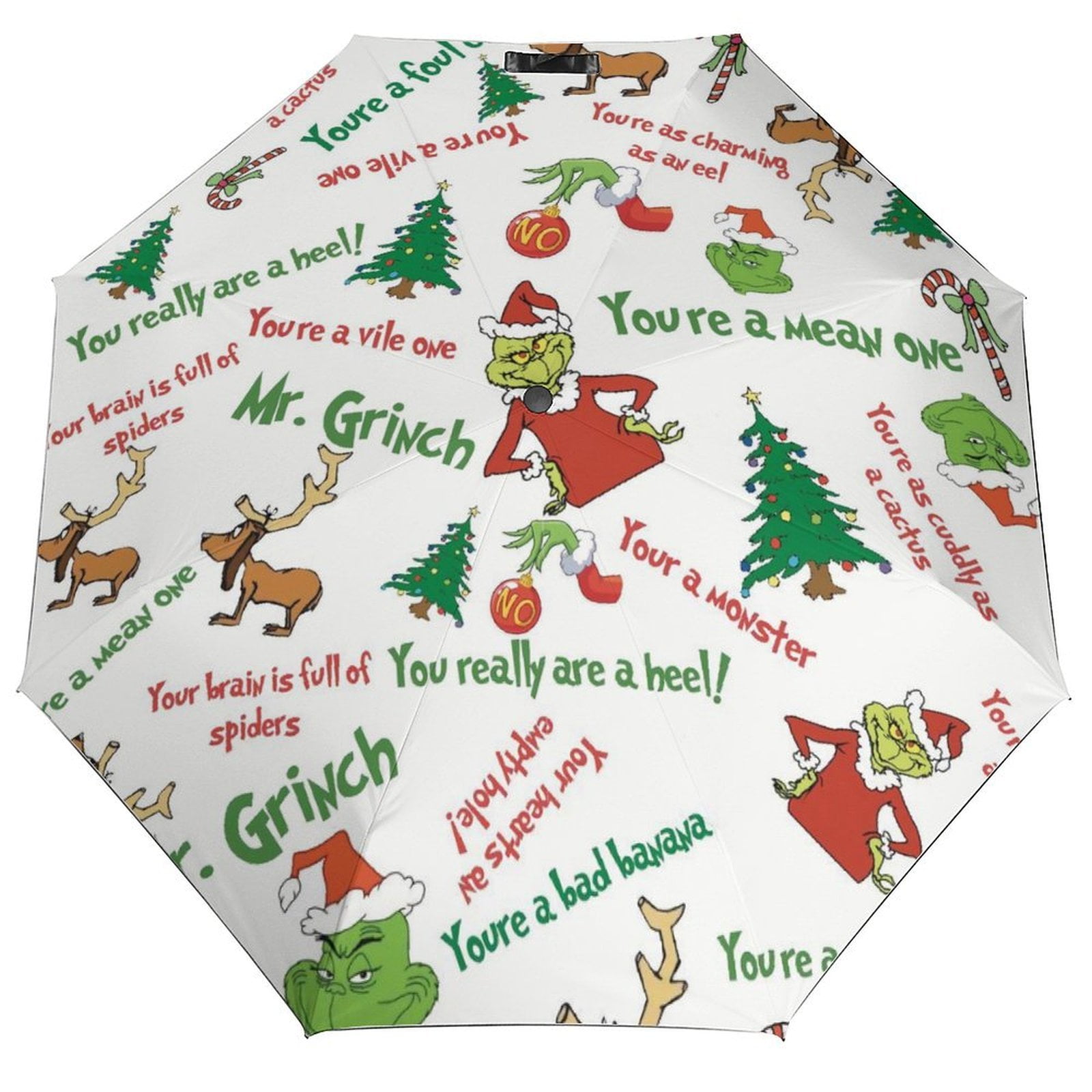 Mr Grinch Seamless Pattern Umbrella,Inverted Umbrella - Large Windproof ...