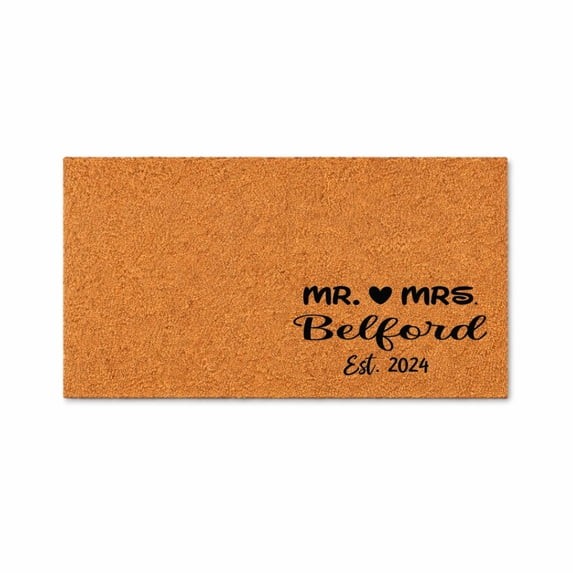 Mr. Heart Mrs. Personalized Couple Doormat, Custom Family Name Welcome ...