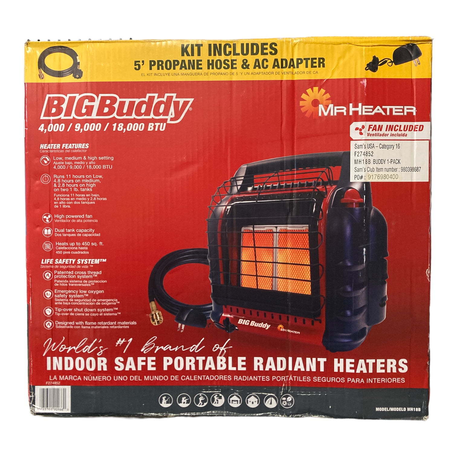 Mr. Heater Propane Space Heater 18,000 BTU Big Buddy Portable Radiant 450 sq ft - Walmart.com
