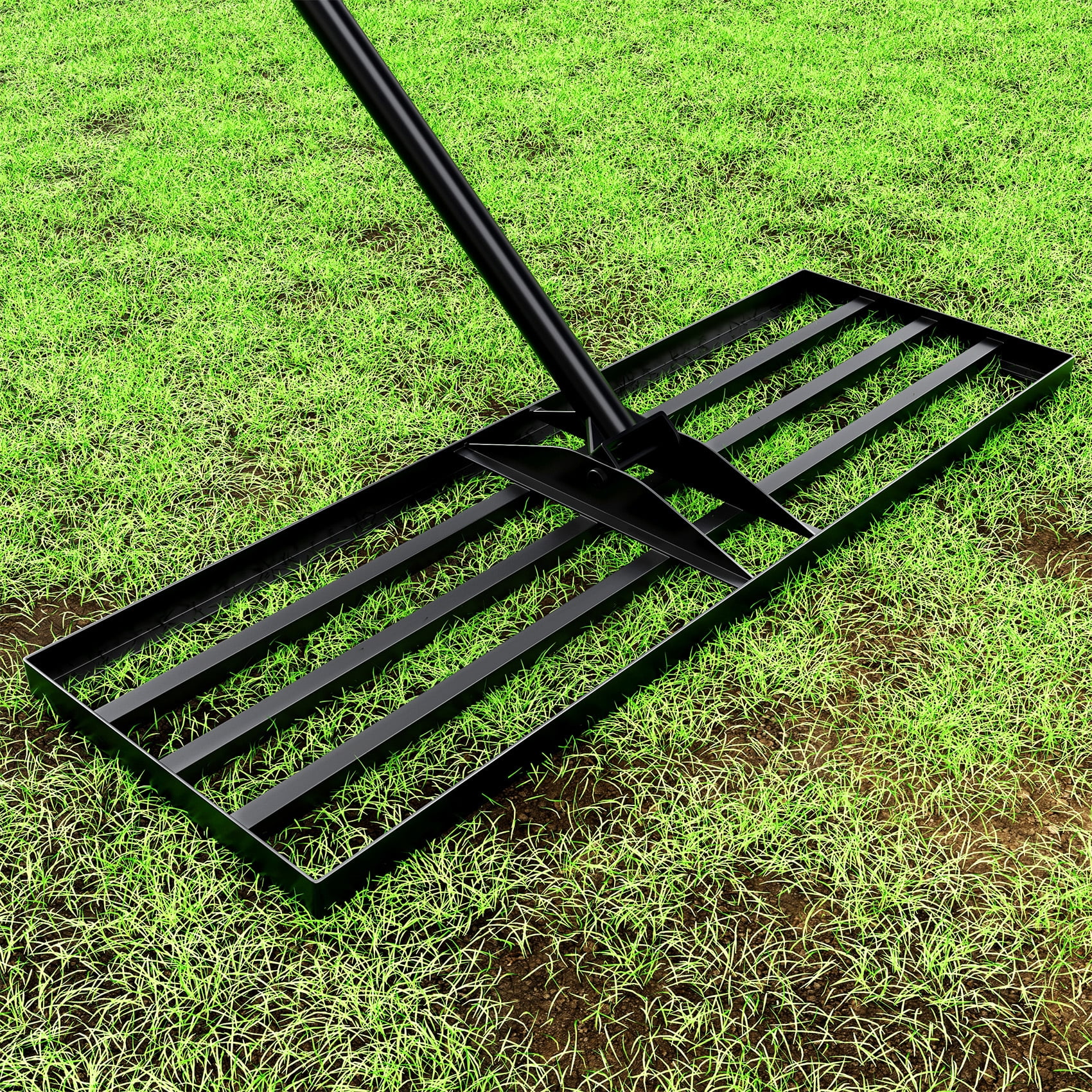 JOZ 30x10in Steel Lawn Leveling Rake, 77in Handle, Yard/Garden/Golf ...