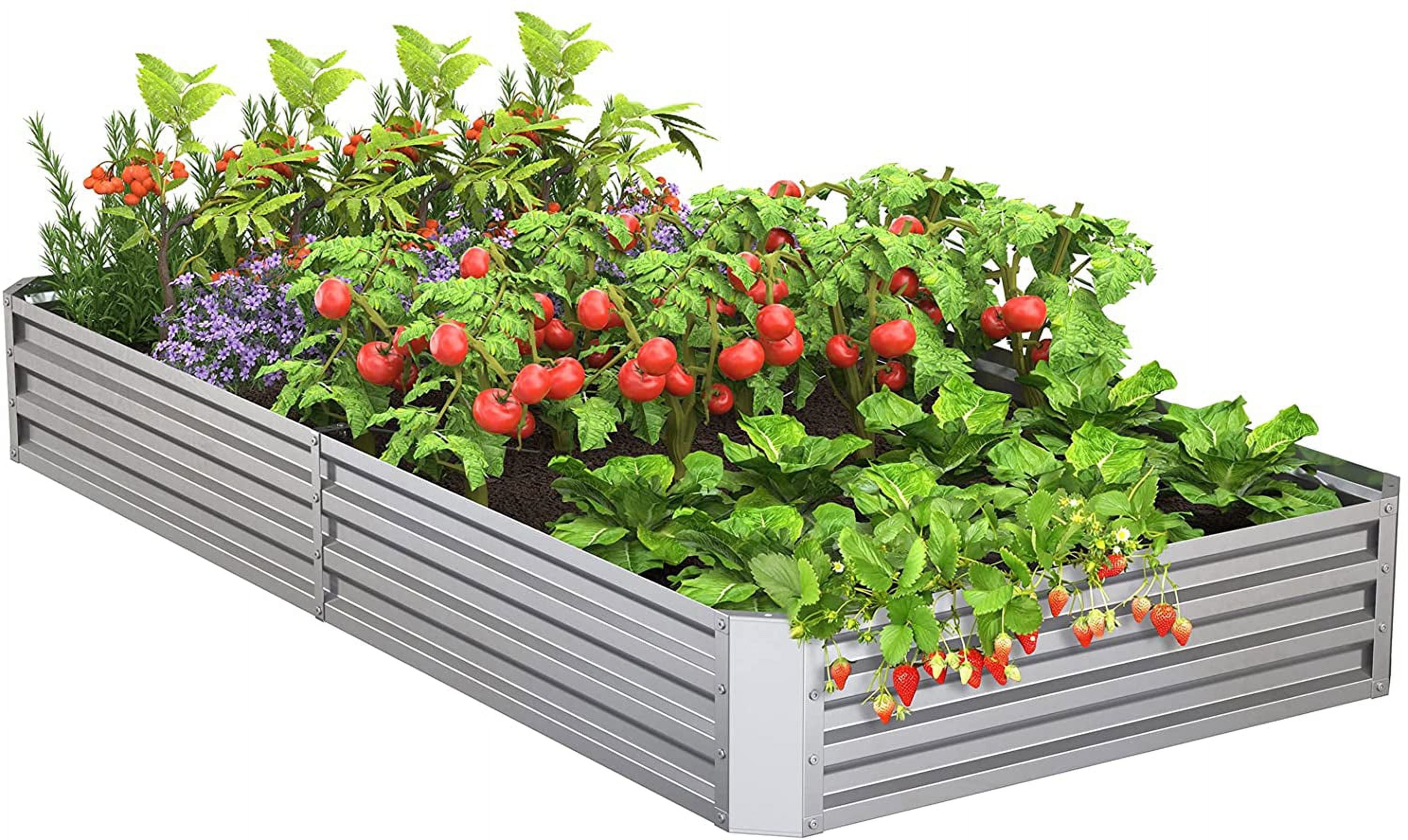 JOZ Elevated 6x3x1ft Raised Garden Bed - Galvanized Metal Planter Box ...