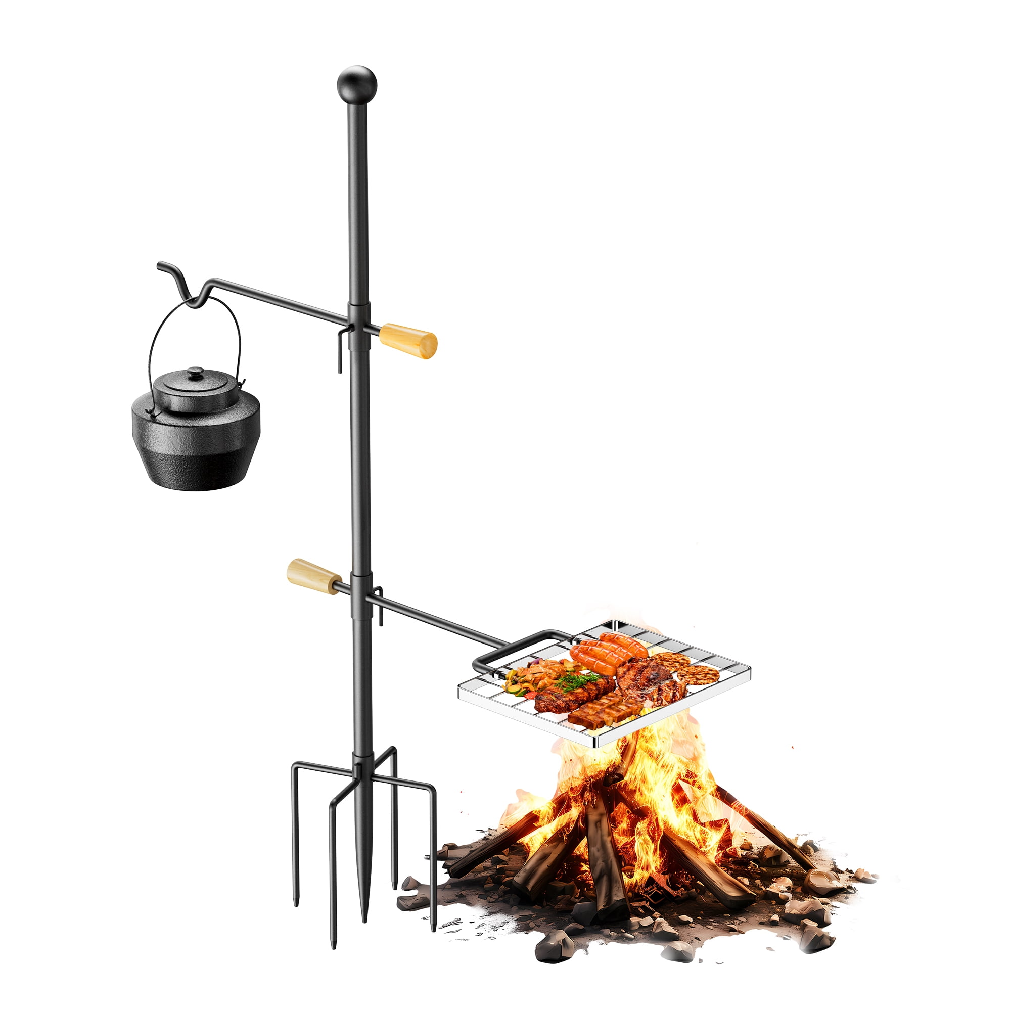 "Mr IRONSTONE Campfire Grill Grate, Portable Fire Pit Cooking Equipment ...