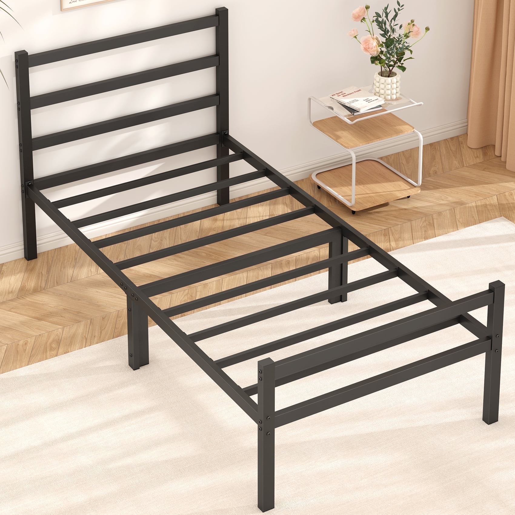 Mr IRONSTONE Heavy Duty Twin Size Metal Platform Bed Frame with ...
