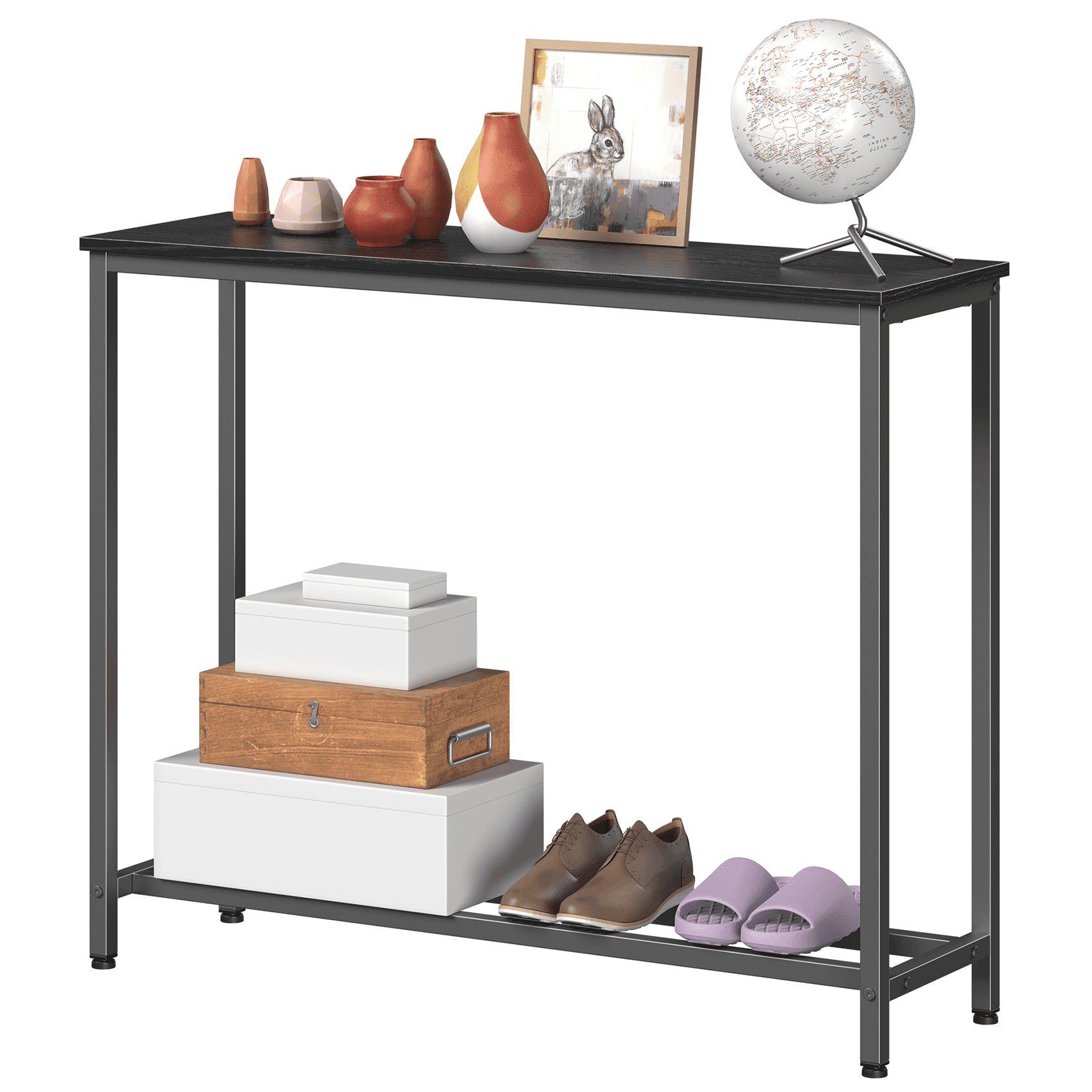 JOZ Narrow Entryway Console Table with Shelves, Black - Walmart ...
