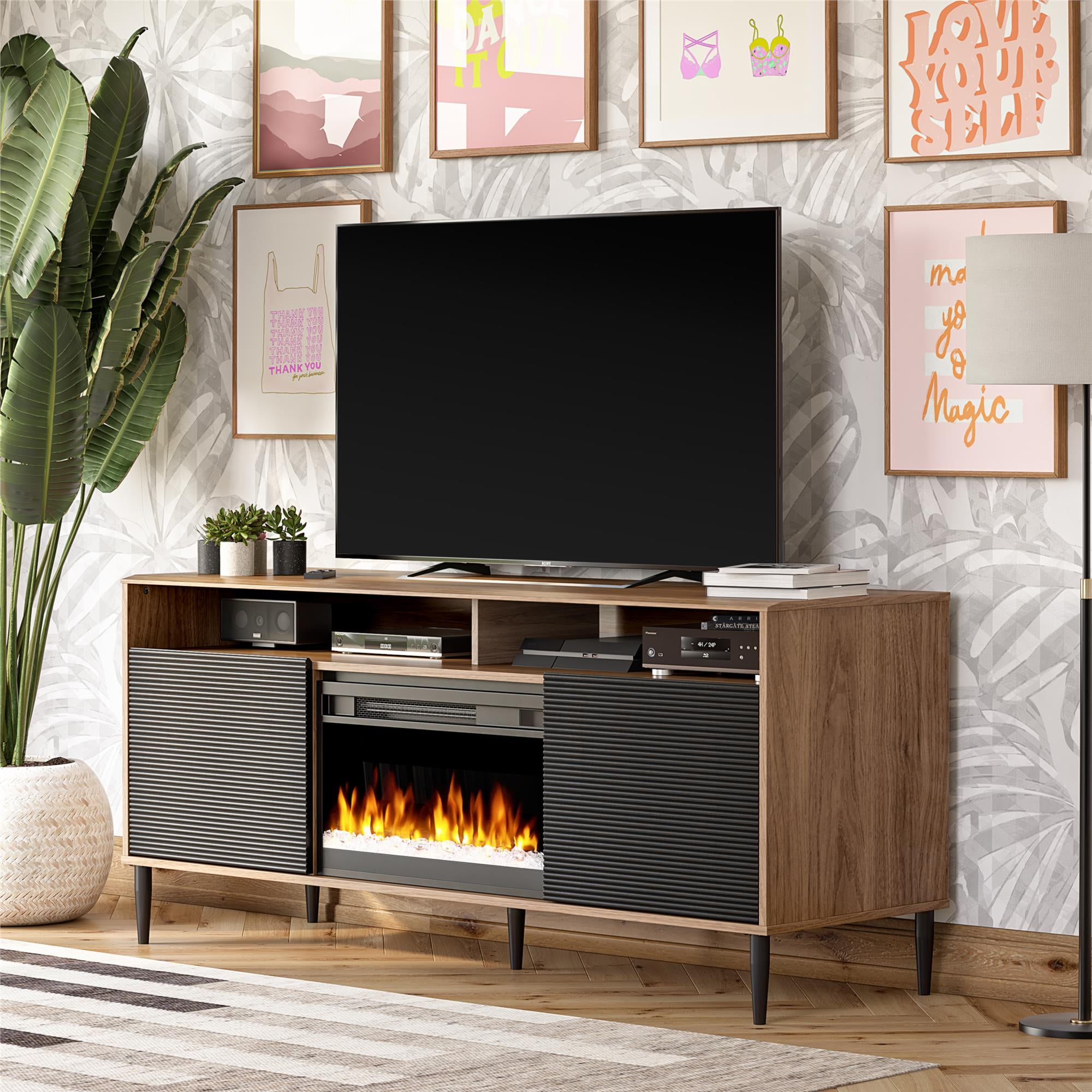 Mr. Kate Daphne Fluted Contemporary Electric Fireplace TV Stand for TVs ...