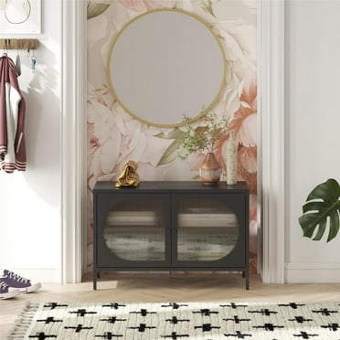 Mr. Kate Luna Tall 2-Door Accent Cabinet with Fluted Glass, Sky Blue ...