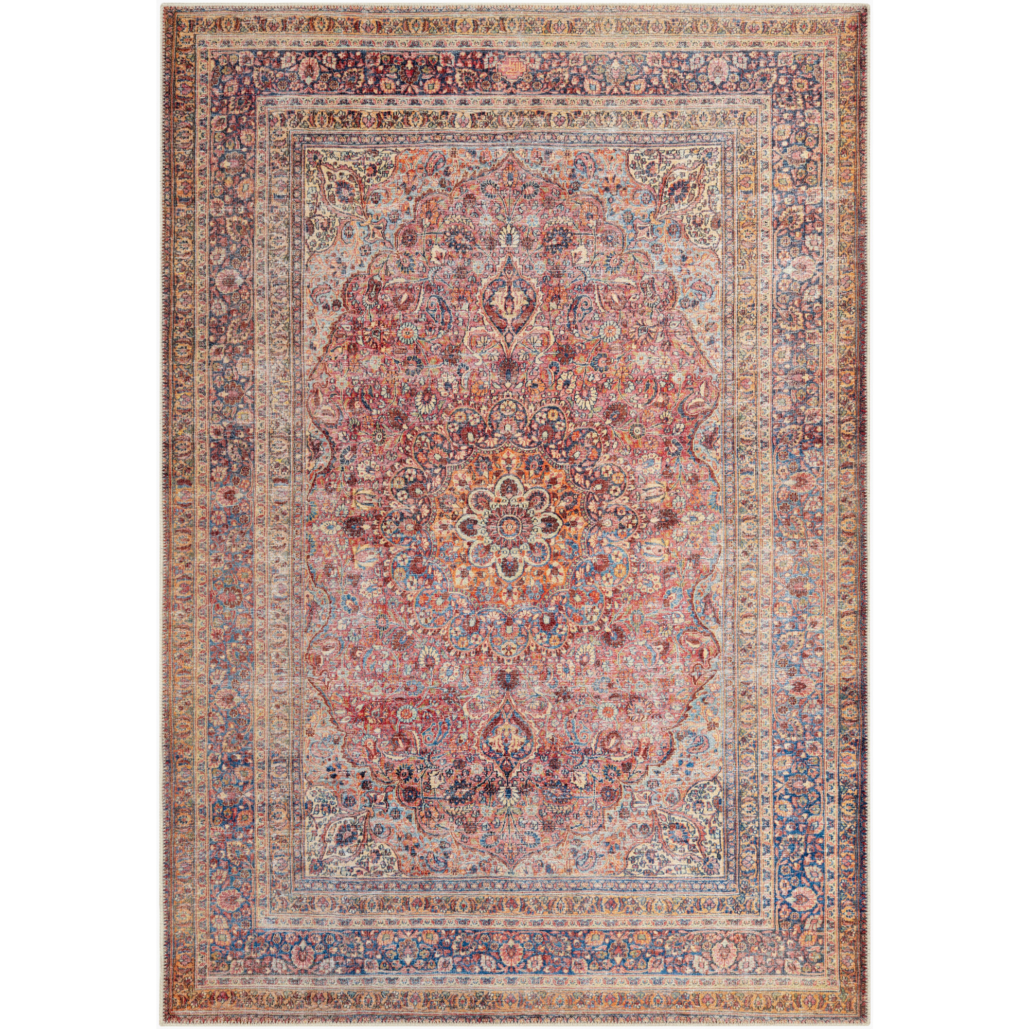 Mr. Kate Roxanne Distressed Traditional Medallion Washable Area Rug ...