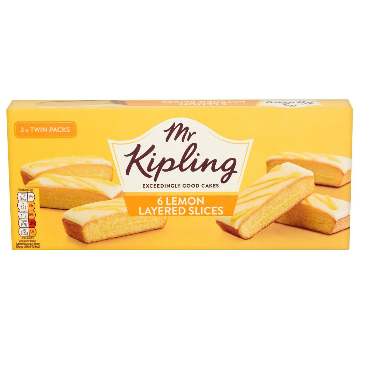 Mr Kipling Lemon Layered Slices 6pk 318g - Walmart.com