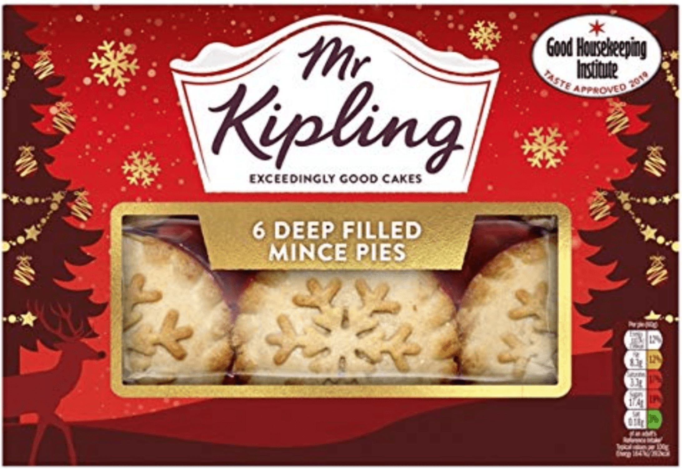 Mr Kipling Deep Filled Snowflake Mince Pies with Crust and Sugar ...