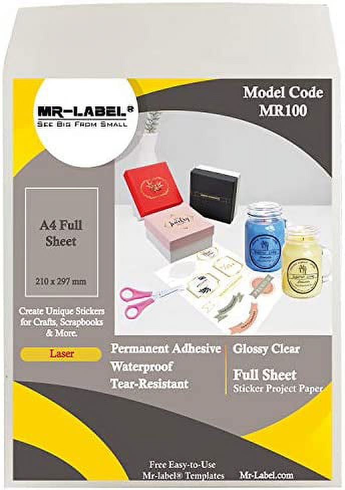 Mr-Label Extra Large Clear Full-Sheet Strong Adhesive Labels ...