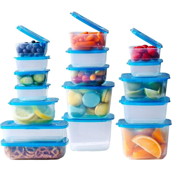 Mr Lid Containers with Attached Lid - 17 Pack - Meal Prep, Food Storage ...
