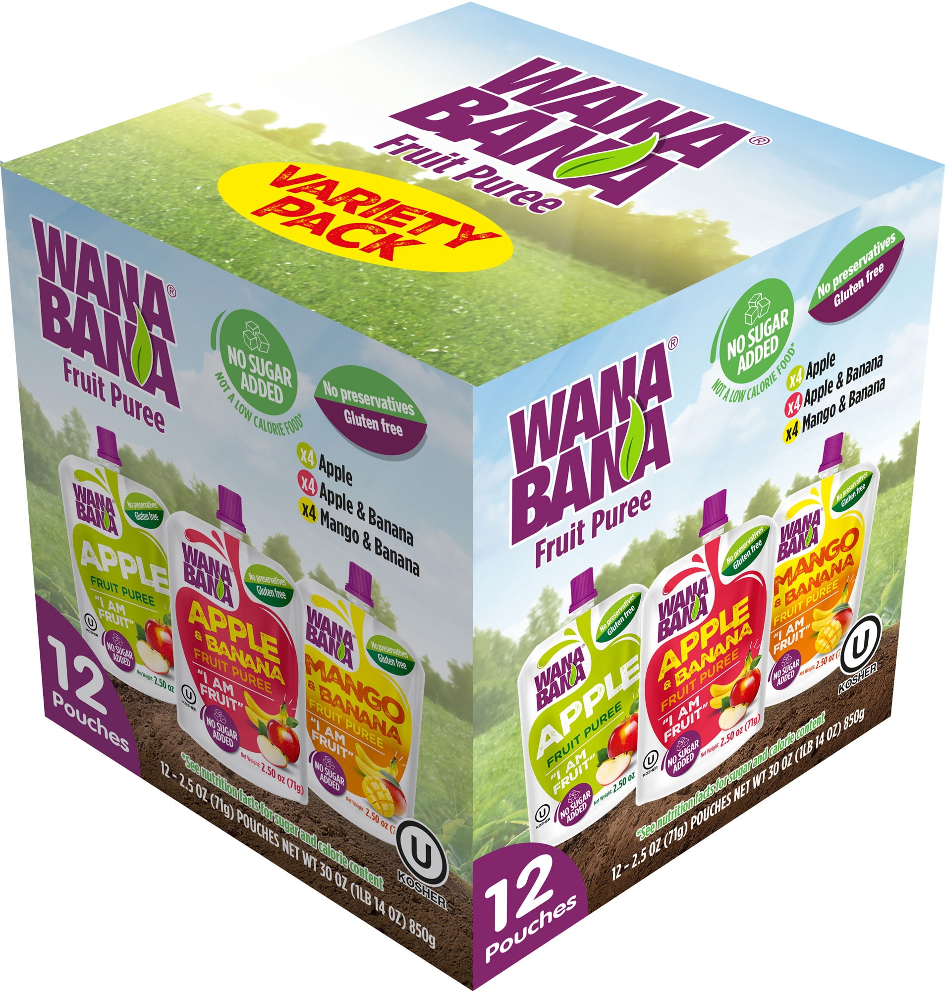 Wanabana Fruit Puree, 12-2.5oz Variety Pack - Walmart.com