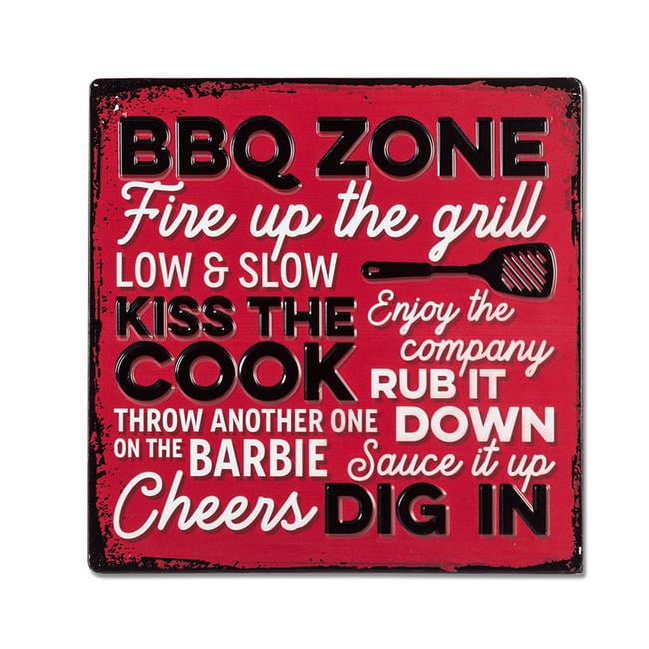 Mr. MJs AB-27-PRESS-683 12 in. Square BBQ Zone Wall Sign, Red & Black ...