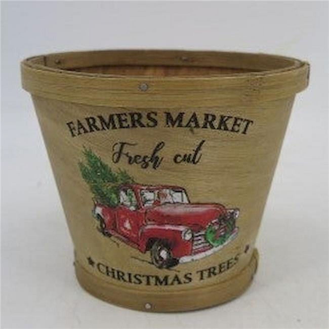 Mr. MJs Trading AI-3500-623 Red Pick Up with Christmas Trees Pattern Planter - Walmart.com
