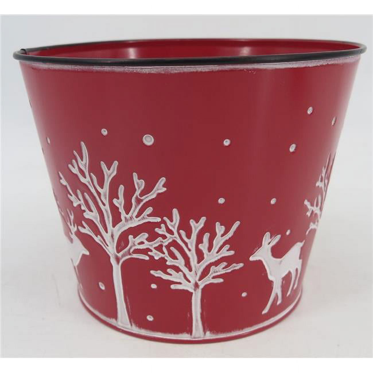 Mr. MJs Trading AI-GA3510-978 Bucket Shape Red with White Trees & Deer Planter - Walmart.com