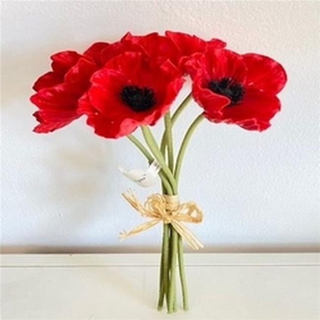 Mr. MJs Trading CM-FM025RD Real Touch Red Poppies Bouquet Artificial ...