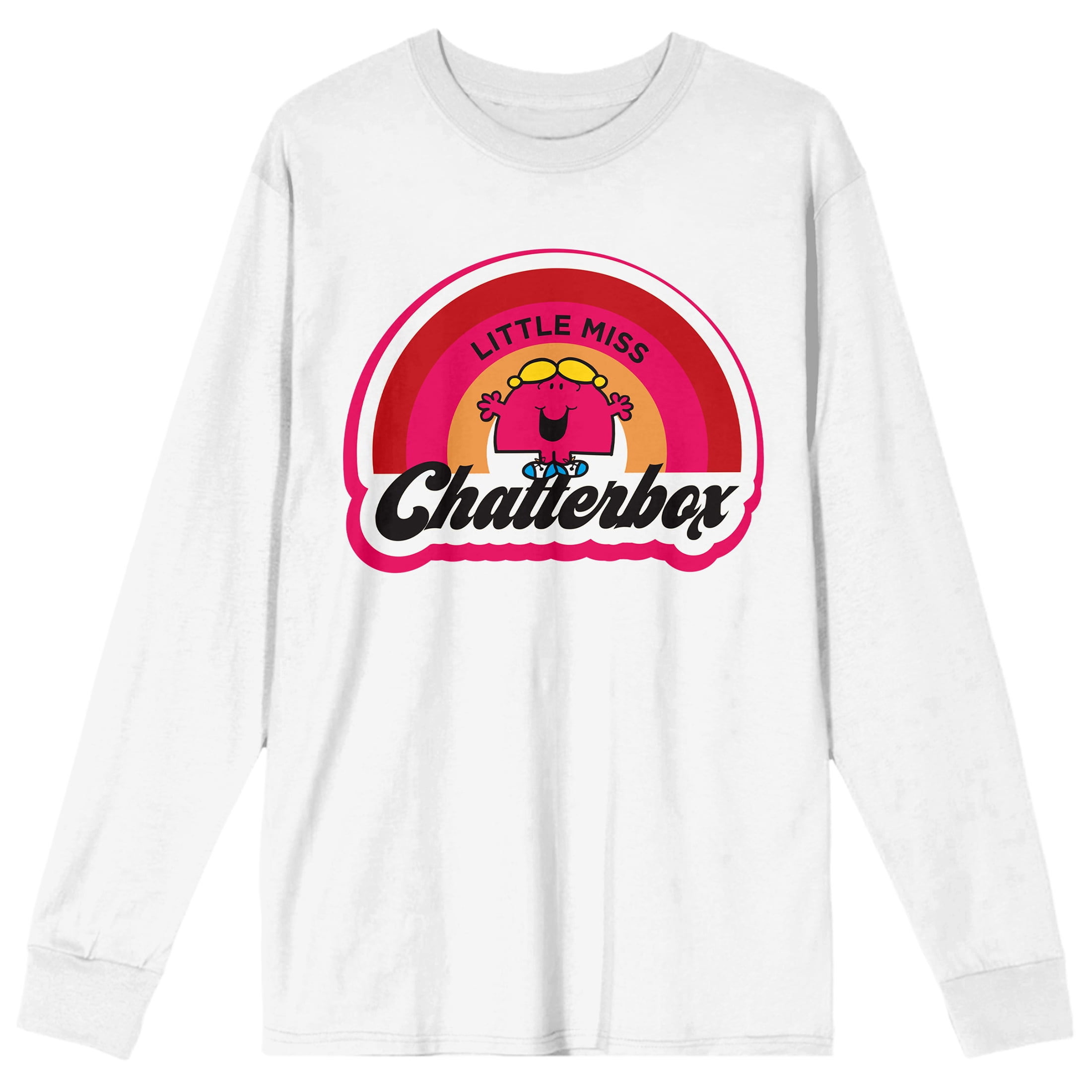 Mr. Men And Little Miss Classic Miss Chatterbox Retro Crew Neck Long Sleeve Women's White Tee ...