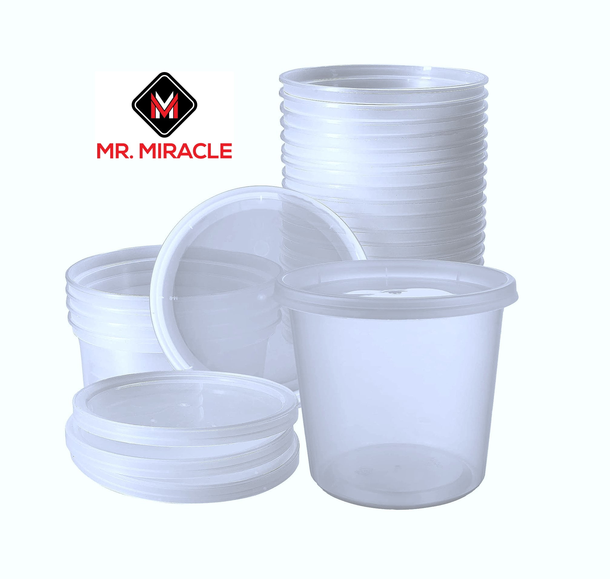 Mr. Miracle 24 ounce Plastic Deli Containers and Lids.Translucent ...