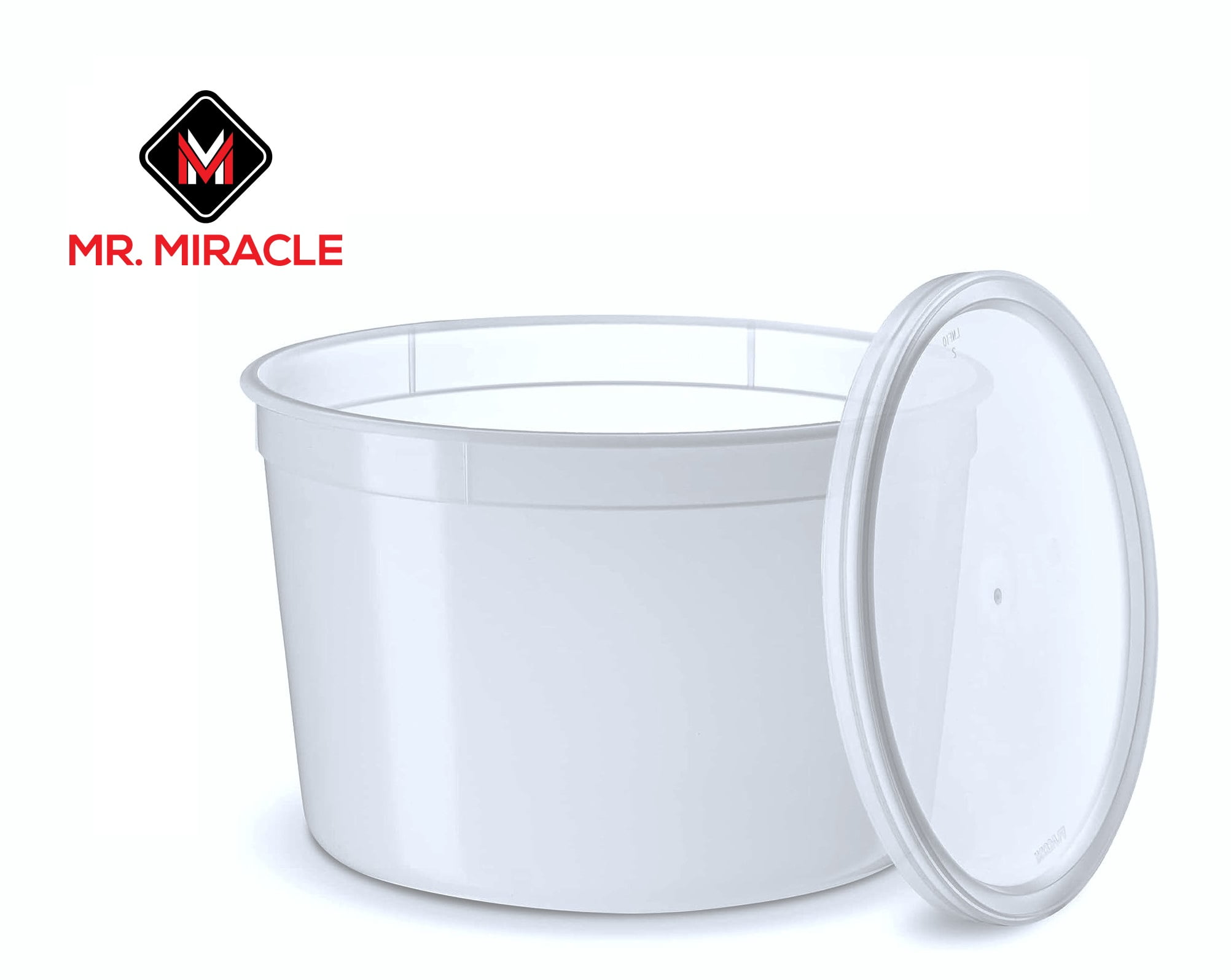Mr. Miracle 64 ounce Plastic Deli Containers and Lids.Translucent ...