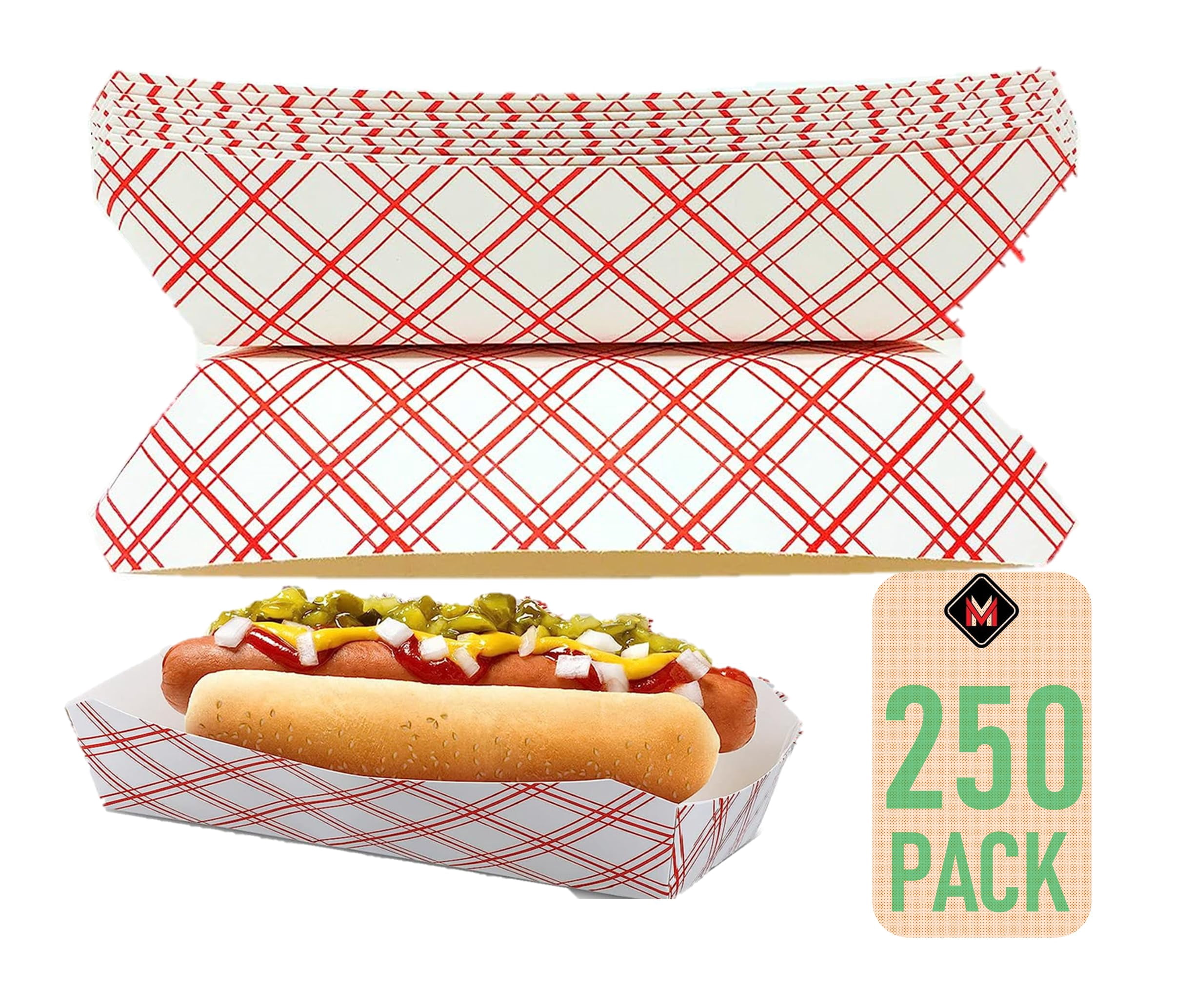 Mr Miracle 7 Inch RRF12 Paper Hot Dog Tray in Red White Pattern. Pack ...