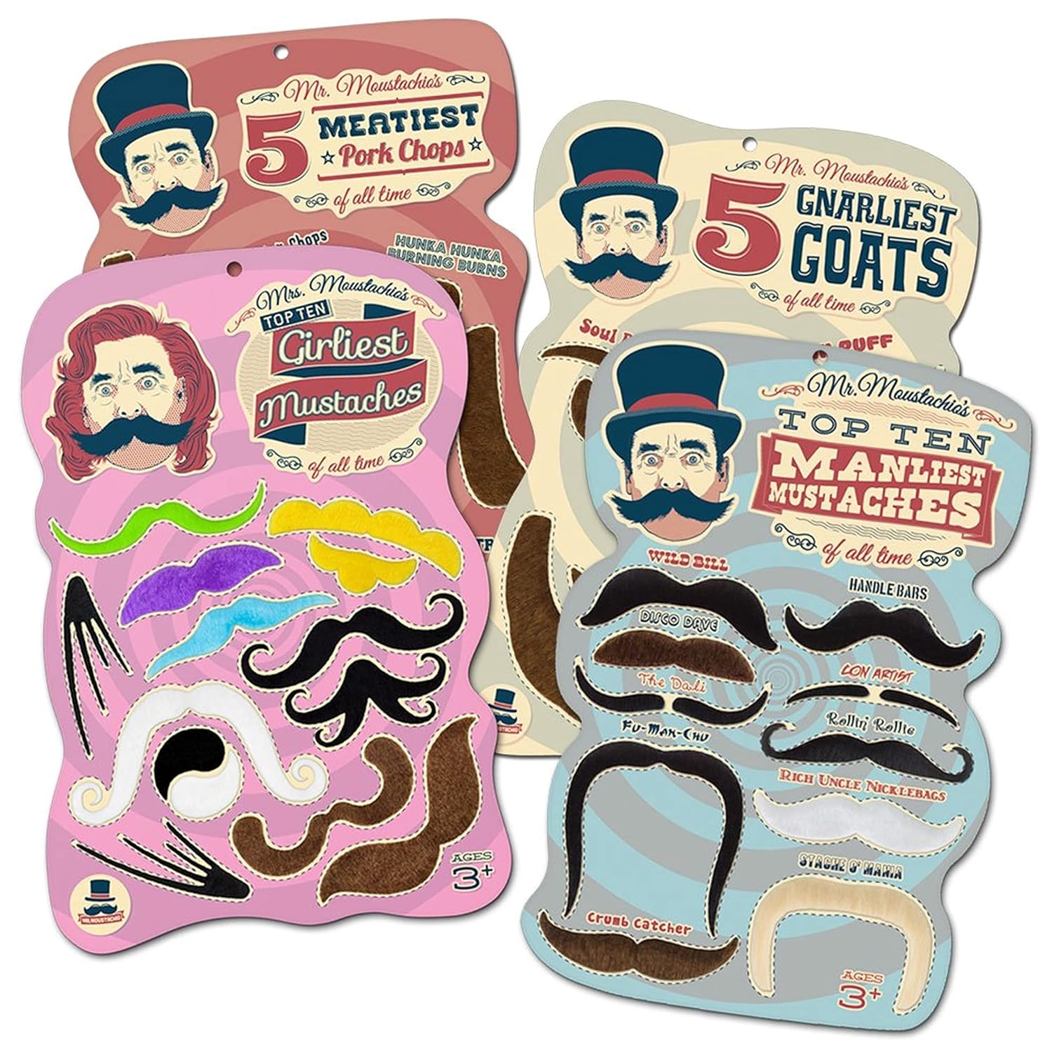 Mr. Moustachio's Facial Hair Four Pack: Top Ten Manliest, Girliest ...