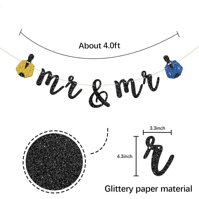 Mr & Mr Banner - Gay Wedding Engagement Party Decor - Men Groom To Be ...