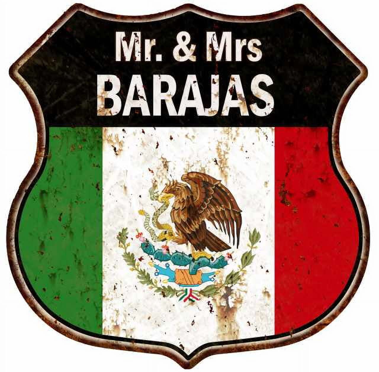 Mr. & Mrs BARAJAS Mexican Flag Sign Shield Metal Gift 211110009156 ...