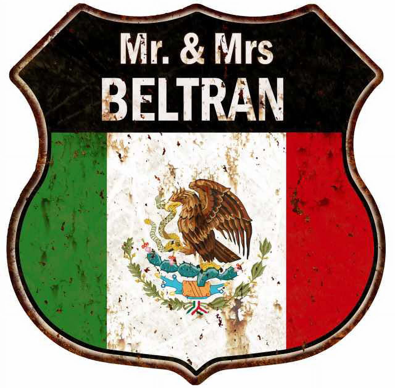 Mr. & Mrs BELTRAN Mexican Flag Sign Shield Metal Gift 211110009155 ...