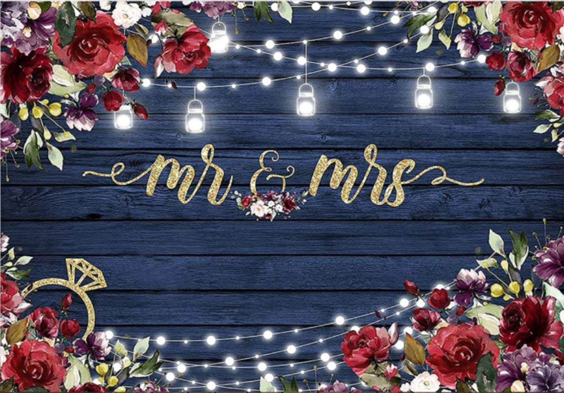 Mr & Mrs Backdrop Wedding Shower rations Engagement Party Background ...